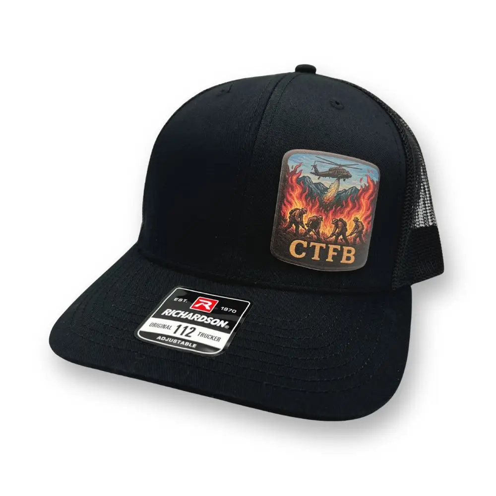 Black Hawk Helicopter Hat Black/Black — Left Panel Design - Caught The ...